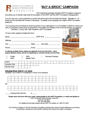 Fillable Online aafpfoundation AAFP Foundation Buy a Brick Campaign ...