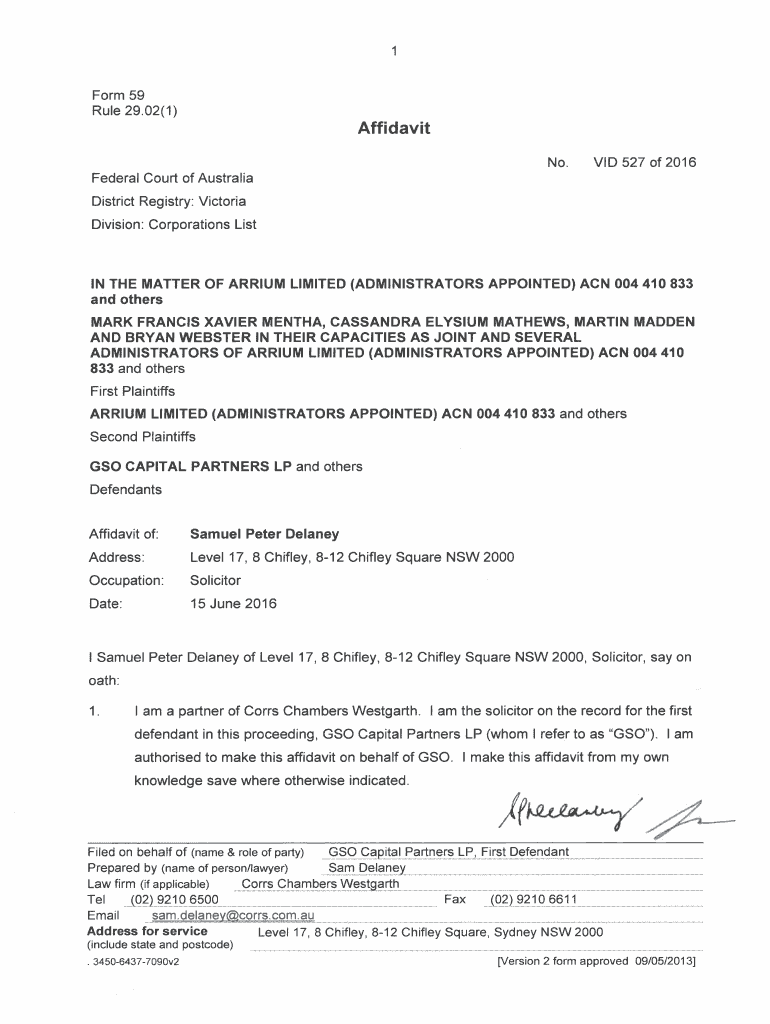 Fillable Online Affidavit of Samuel Delaney Fax Email Print - pdfFiller