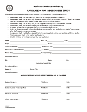 Fillable Online cookman Independent Study Application Form - cookman ...