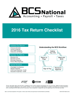 Fillable Online 2016 Tax Return Checklist Fax Email Print - pdfFiller