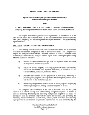 Fillable Online CAPITAL INVESTMENT AGREEMENT Fax Email Print - pdfFiller