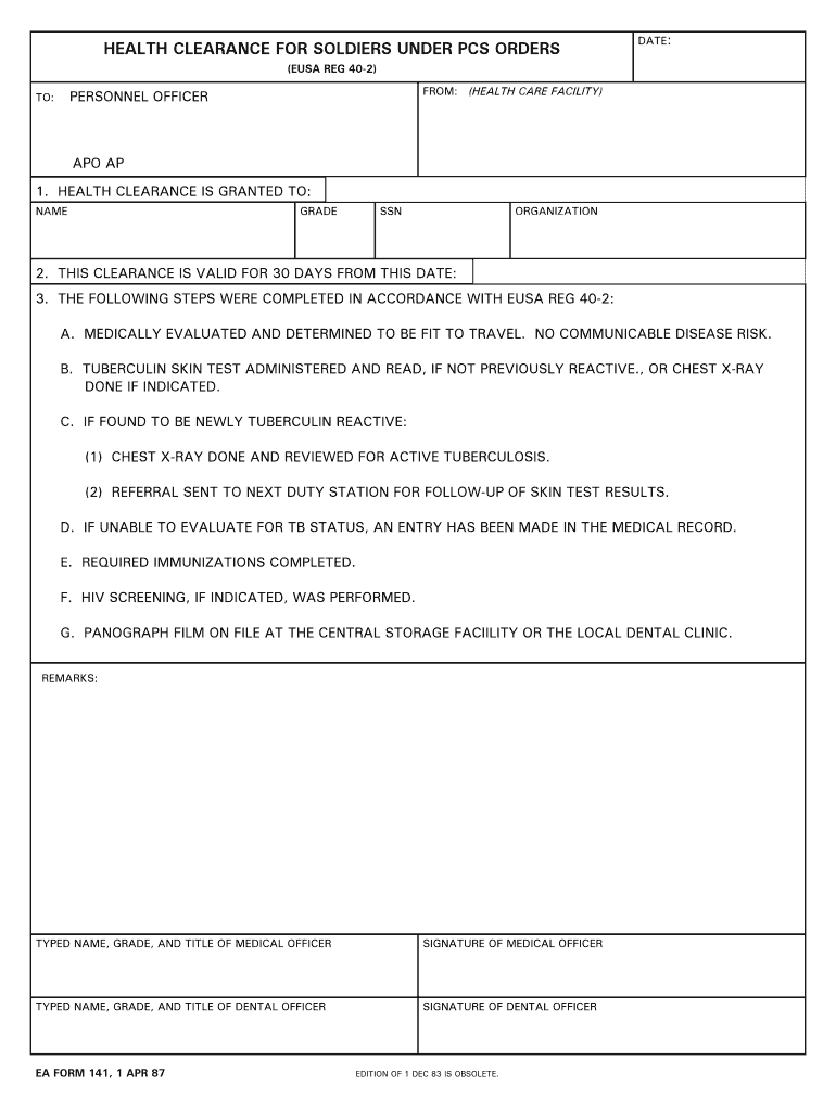 Fillable Online 8tharmy korea army HEALTH CLEARANCE FOR SOLDIERS UNDER ...