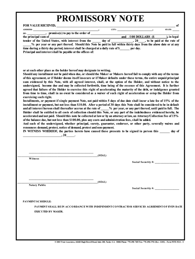 Fillable Online PROMISSORY NOTE - Printable Real Estate Forms Fax Email ...