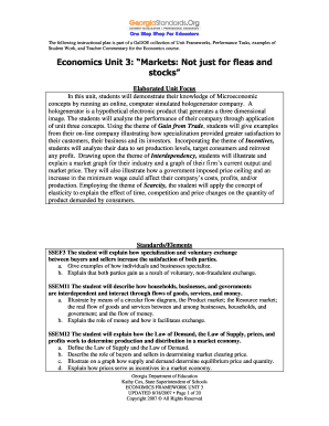 Fillable Online georgiastandards Economics Unit 3: Markets: Not just ...