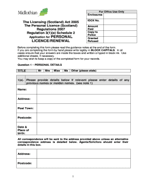 Fillable Online The Personal Licence (Scotland) Fax Email Print - pdfFiller