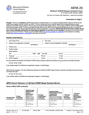 Fillable Online pca state mn AERA-26 Refined HHRAP-Based Analysis Form ...
