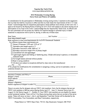 Fillable Online yaquinabayyachtclub Yaquina Bay Yacht Club Entry Form ...
