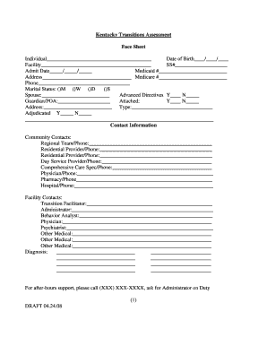 Fillable Online chfs ky Kentucky Transitions Assessment Fax Email Print ...