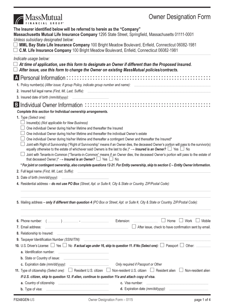 Fillable Online Owner Designation Form - Generic Fax Email Print ...