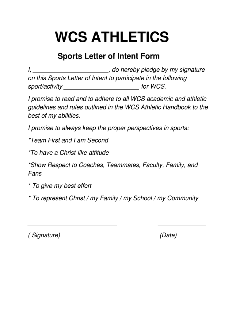 Fillable Online Wynnbrookcs Sports Letter Of Intent Wynnbrook 