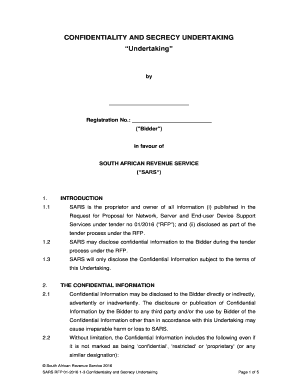 Fillable Online CONFIDENTIALITY AND SECRECY UNDERTAKING Undertaking Fax Email Print - pdfFiller