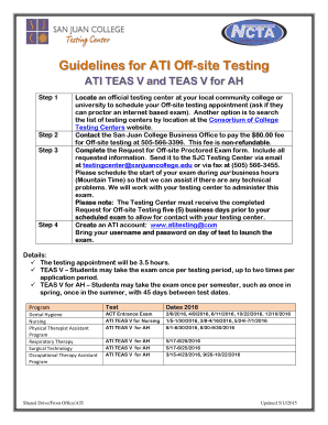 Fillable Online sanjuancollege Guidelines for ATI Off-site Testing ...