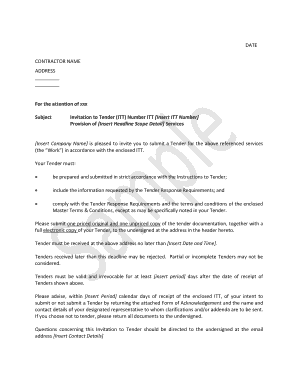 Fillable Online Sample invitation to tender cover letter - Oil & Gas UK ...