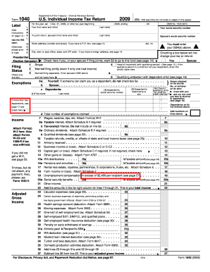 Fillable Online 1040 2009 IRS Use Only-Do not write or staple in this space. H Fax Email Print ...