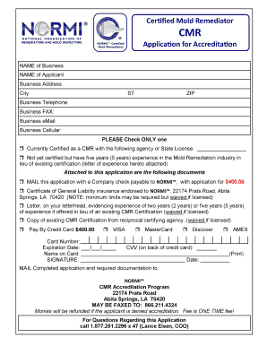 Fillable Online normi Certified Mold Remediator - normi Fax Email Print ...