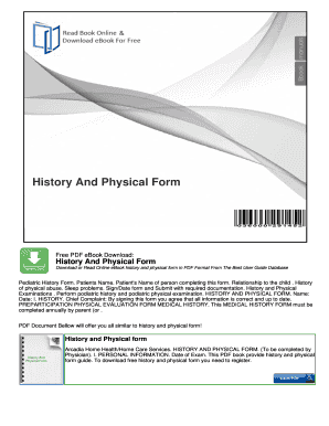 Fillable Online History And Physical Form - mybooklibrary.Com Fax Email ...