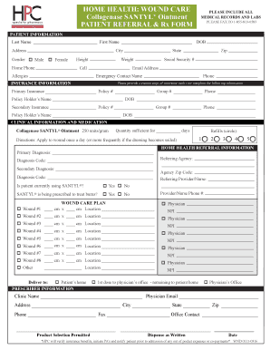 Fillable Online Home Health Wound Care Form - HPC Specialty Pharmacy ...