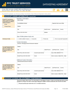 Fillable Online SAFEKEEPING AGREEMENT Fax Email Print - pdfFiller