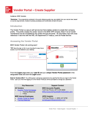 Fillable Online Vendor Portal Create Supplier Fax Email Print - pdfFiller