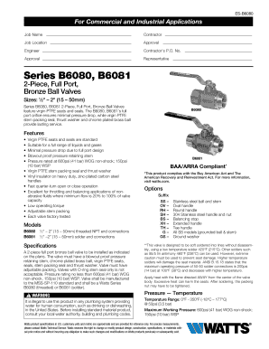 Fillable Online Series B6080, B6081 - Watts Water Technologies Fax Email Print - pdfFiller