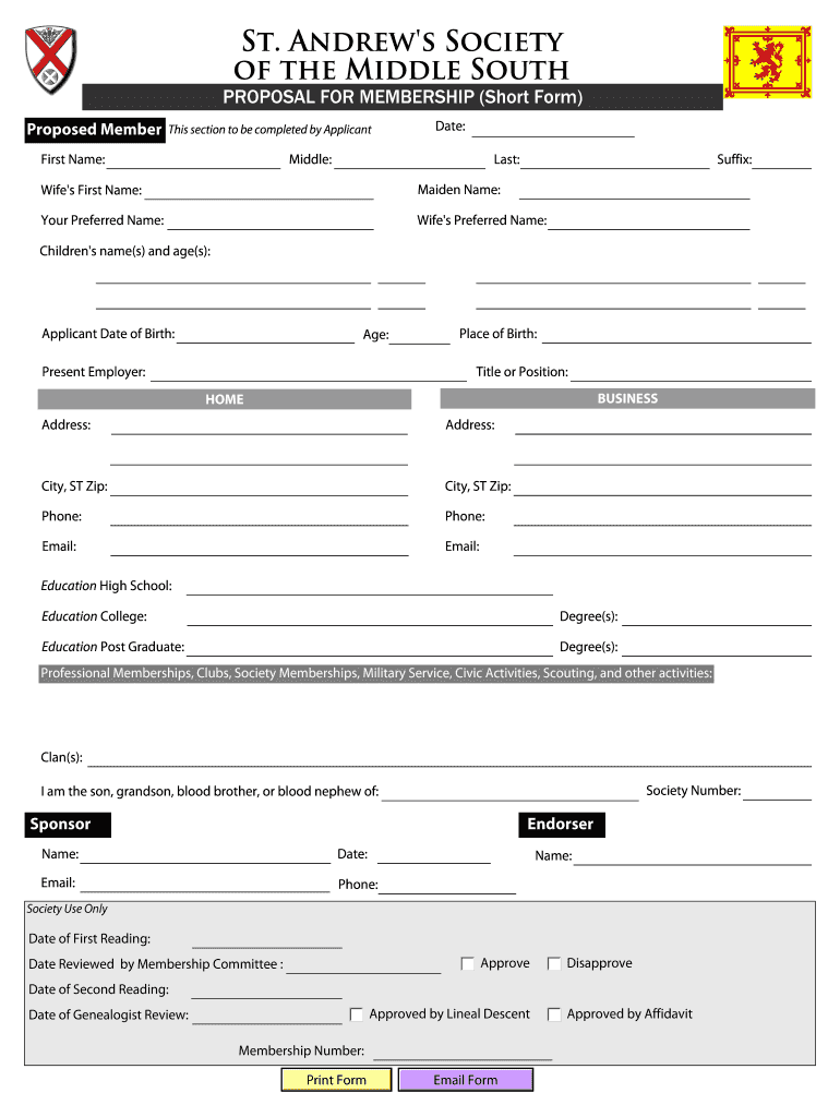 Fillable Online ST ANDREWS Short Form - southernscots.files.wordpress.com Fax Email Print ...
