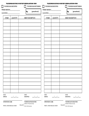Fillable Online TELECOMMUNICATIONS INVENTORY REMOVAL/RETURN FORM Fax ...