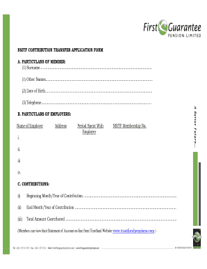 Fillable Online NSITF CONTRIBUTION TRANSFER APPLICATION FORM.doc Fax ...