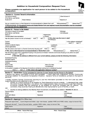 Fillable Online Addition to Household Composition Request Form Fax ...