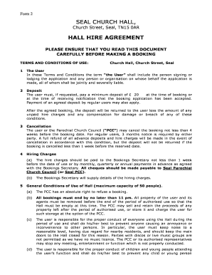 Fillable Online Church hall hiring agreement Form 2.doc Fax Email Print ...