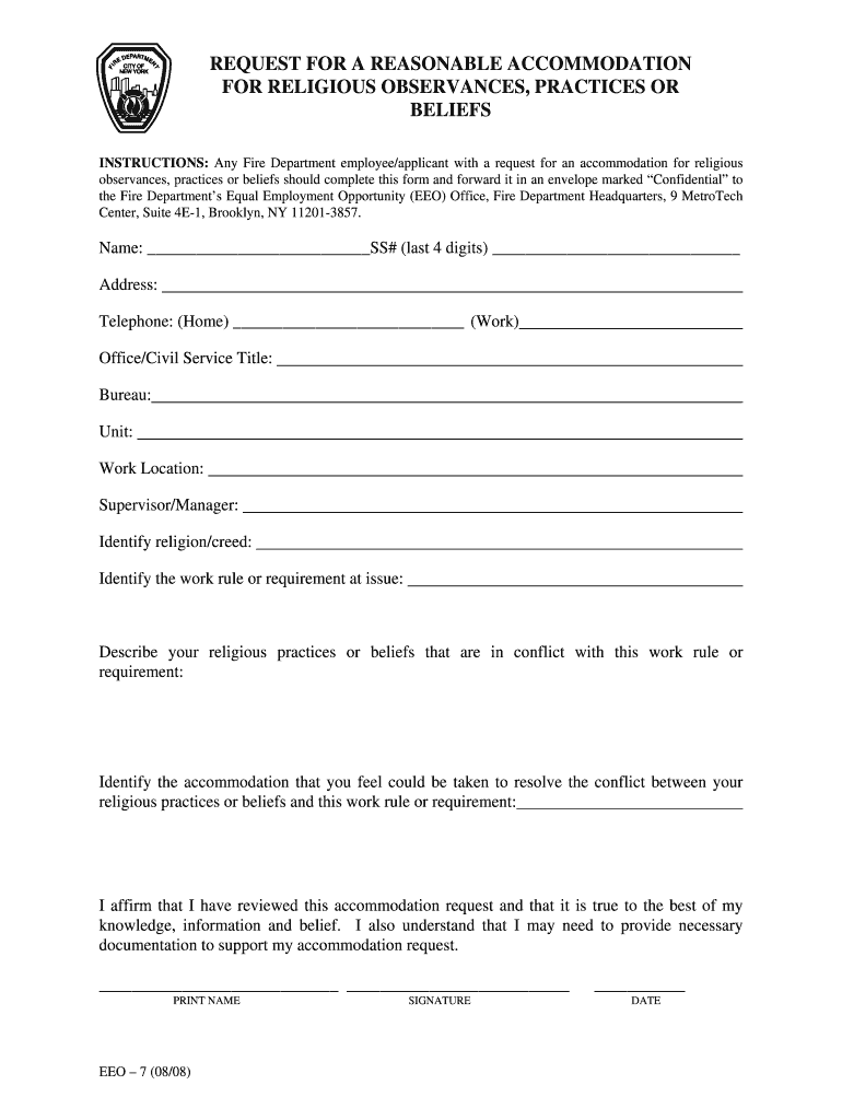 Fillable Online ufadba REQUEST FOR A REASONABLE ACCOMMODATION FOR ...