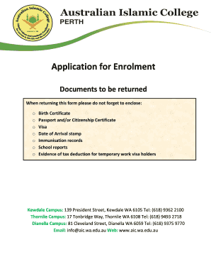 Fillable Online aic wa edu Documents to be returned - aic wa edu Fax ...