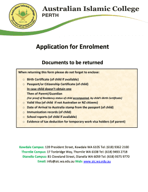 Fillable Online aic wa edu Application for Enrolment - aic.wa.edu.au ...