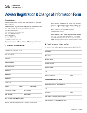 Fillable Online Adviser Registration & Change of Information Form Fax ...