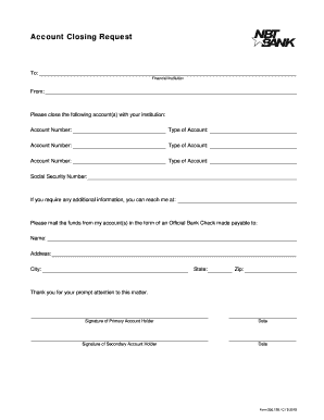 Fillable Online Close your accounts at your previous financial ...