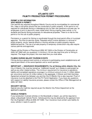 Fillable Online TV and Film Application - Atlantic City Film Commission Fax Email Print - pdfFiller