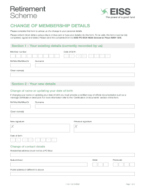 Fillable Online CHANGE OF MEMBERSHIP DETAILS Fax Email Print - pdfFiller