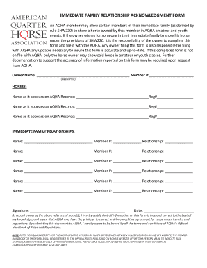 Fillable Online IMMEDIATE FAMILY RELATIONSHIP ACKNOWLEDGMENT FORM Fax Email Print - pdfFiller