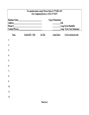 Fillable Online Employee Census Form.doc Fax Email Print - pdfFiller