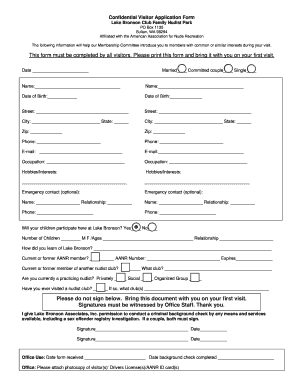 Fillable Online Confidential Visitor Application Form Fax Email Print ...