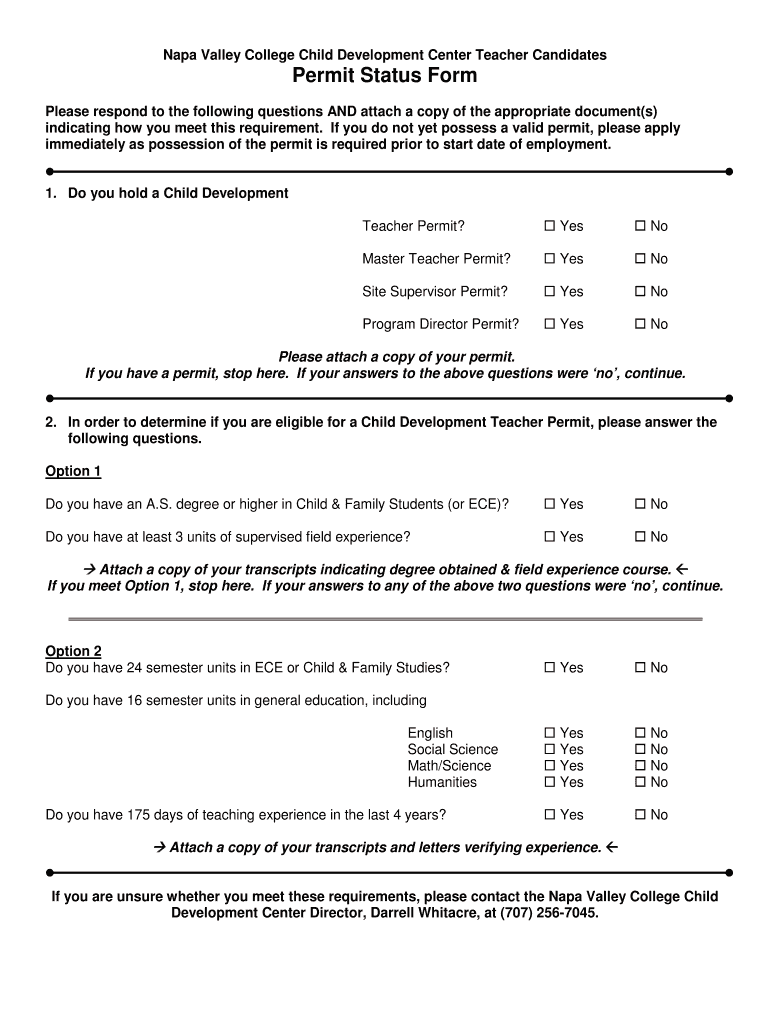 Fillable Online napavalley Napa Valley College Child Development Center ...
