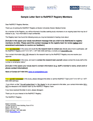 Fillable Online Sample Letter Sent to ReSPECT Registry Members Fax ...