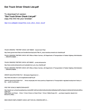 Fillable Online Dot Truck Driver Check List - pdfslibforyou.com Fax ...