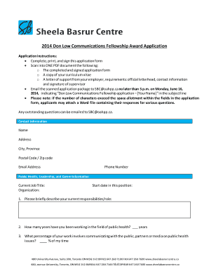 Fillable Online application form - Sheela Basrur Centre Fax Email Print ...