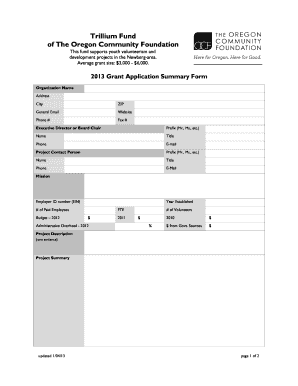 Fillable Online 2013 trillium application form fillable pdf - oregoncf ...