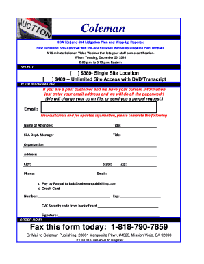 Fillable Online Coleman Report Fax Email Print - pdfFiller