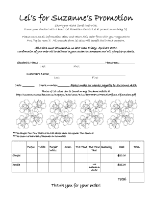 Fillable Online suzanne wvusd k12 ca GRADUATION HAWAIIAN LEIGH ORDER ...