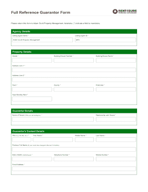 Fillable Online smartestateagent co Full Reference Guarantor Form ...