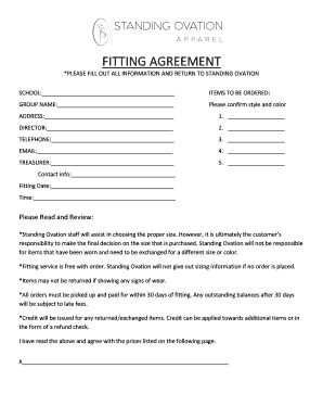 Fillable Online fitting agreement Fax Email Print - pdfFiller