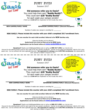 Fillable Online BUDDY BUCK$ Fax Email Print - pdfFiller