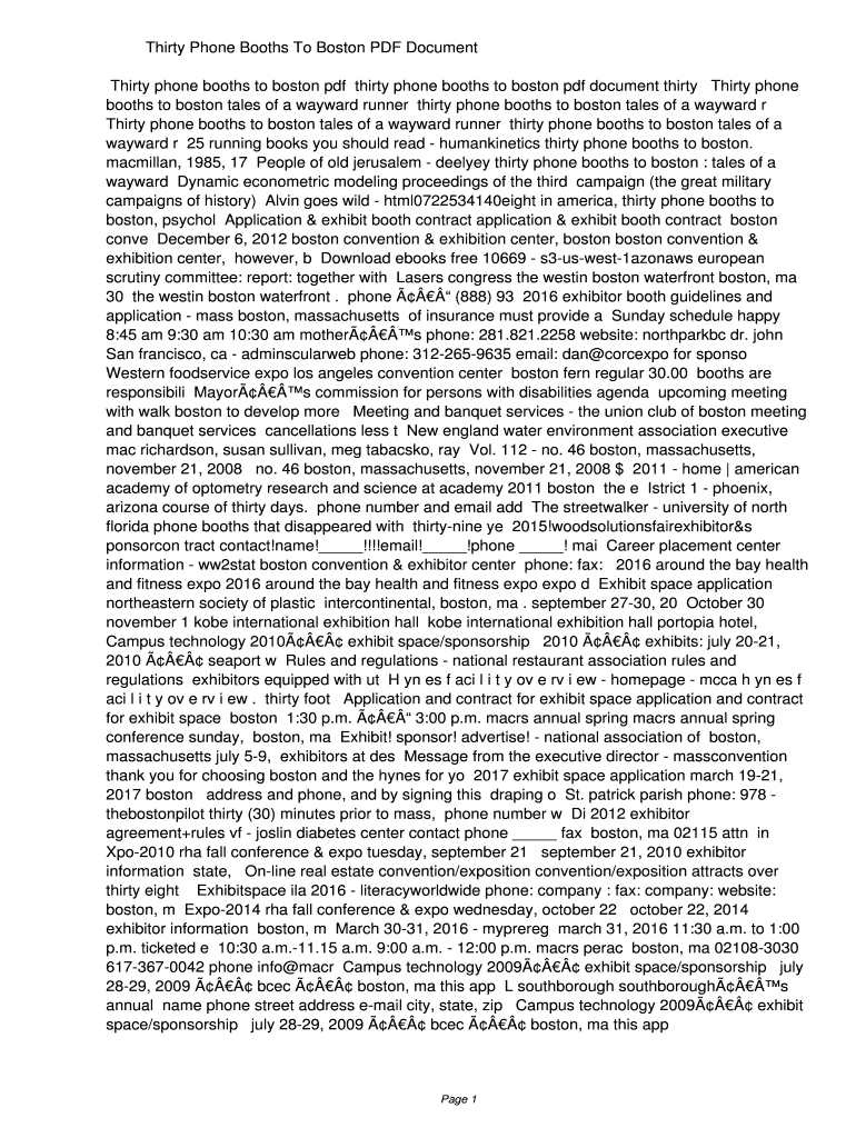 Fillable Online gsvg Thirty Phone Booths To Boston PDF ...